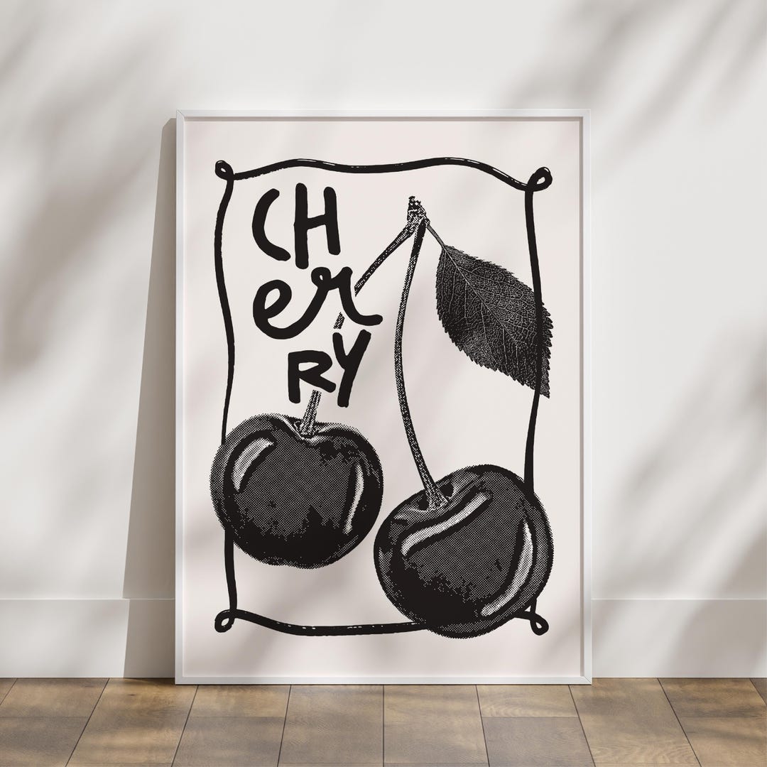 Cheeky Cherry Wall Art, Cherry Poster, Funny Kitchen Art, Digital ...