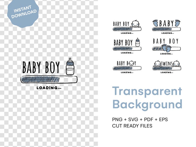 Baby Boy Loading Svg Bundle, Cricut Svg File, Baby Loading Svg ...