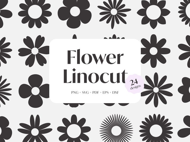 Modern Daisy SVG Bundle, Flower Linocut, Daisy Clipart, Cricut Projects ...