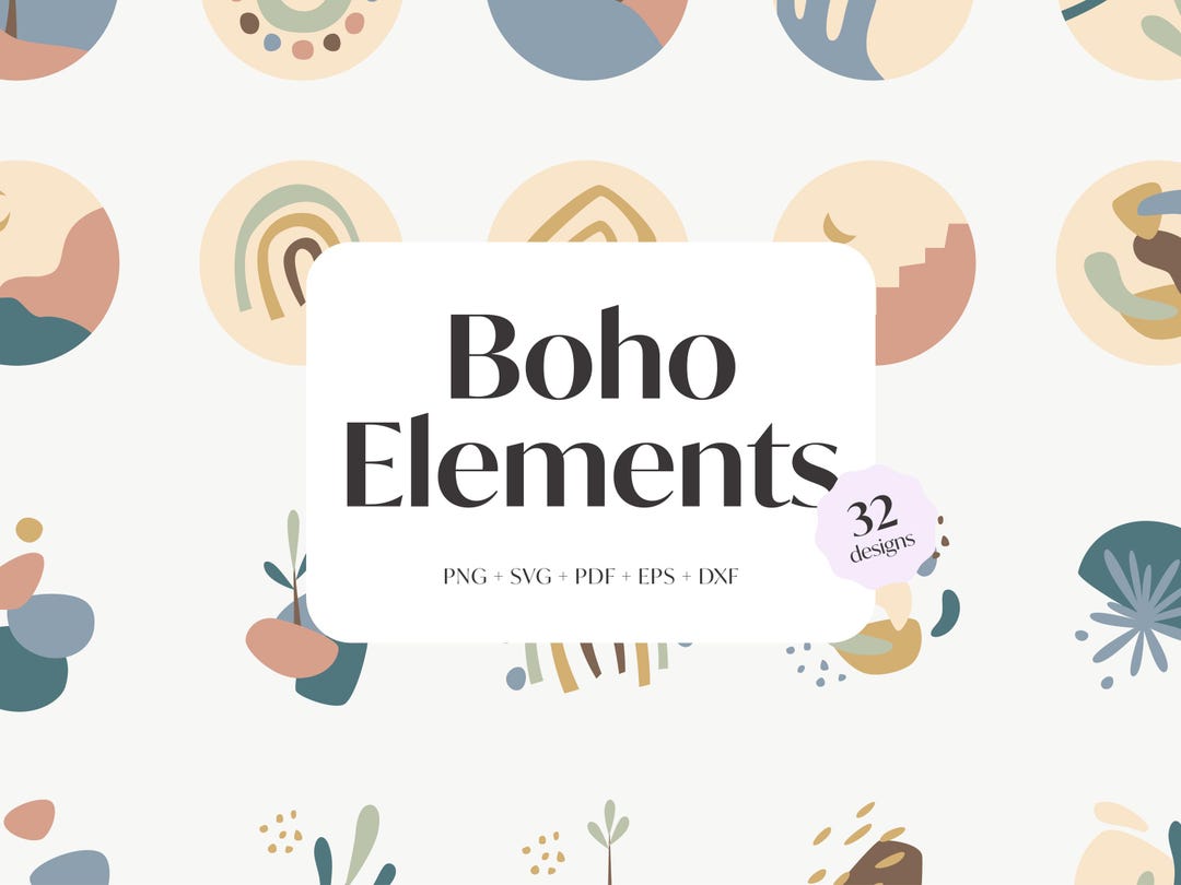 Abstract Boho Clipart, Boho SVG Bundle, Abstract Shapes Svg, Cricut ...
