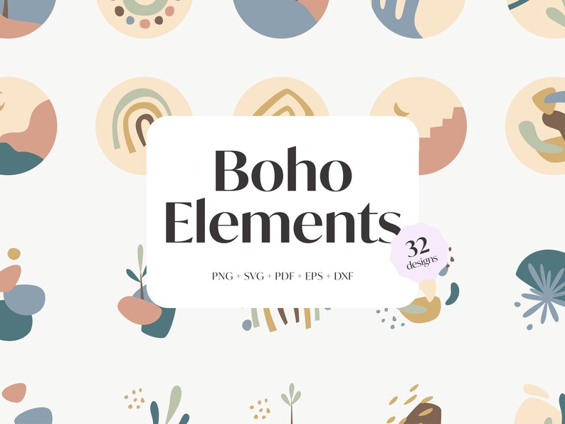 Abstract Boho Clipart, Boho SVG Bundle, Abstract Shapes Svg, Cricut ...