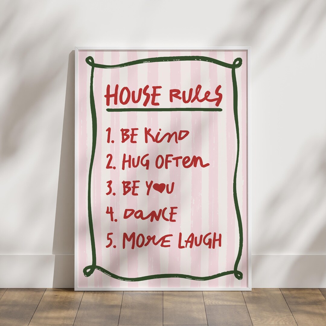 House Rules Print, House Rules Wall Art, Printable Wall Decor, Home ...
