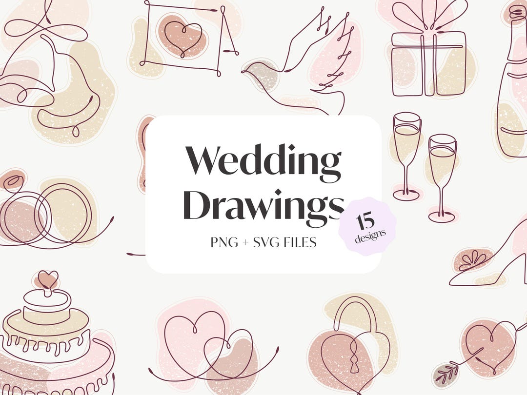 Wedding Drawings SVG Bundle, Trendy Wedding PNG Bundle, Wedding ...