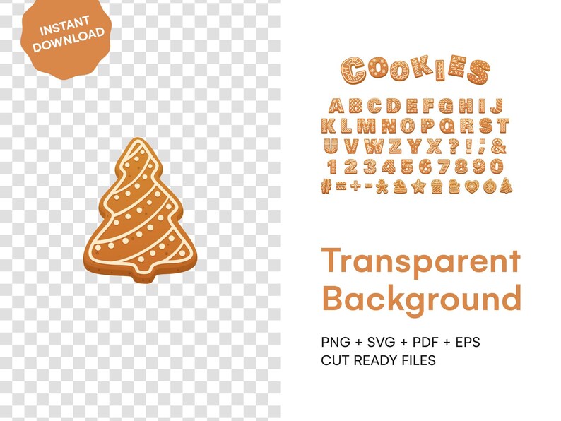 Gingerbread Font Svg, Cricut Svg File, Gingerbread Alphabet, Printable ...