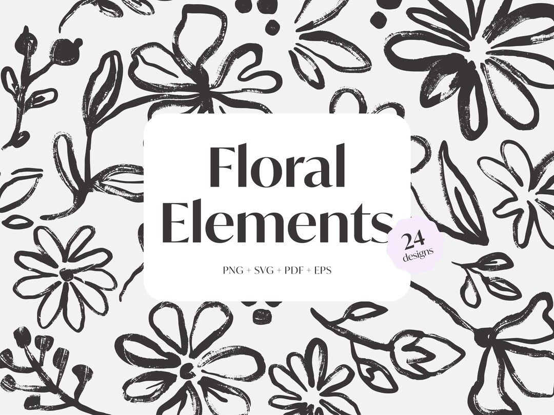 Hand Drawn Flowers SVG Bundle, Flower Linocut, Spring Flowers Clipart ...