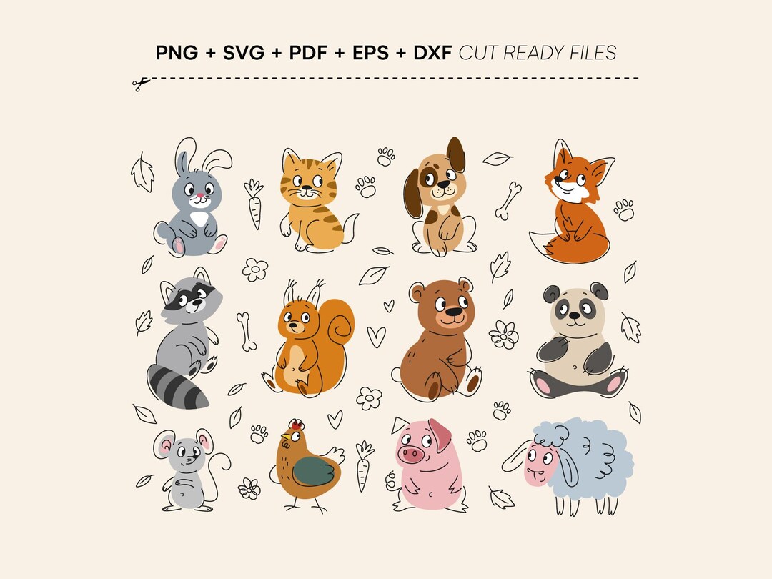 Funny Animal SVG Bundle, Cute Animal Clipart, Baby Animal SVG, Cricut ...