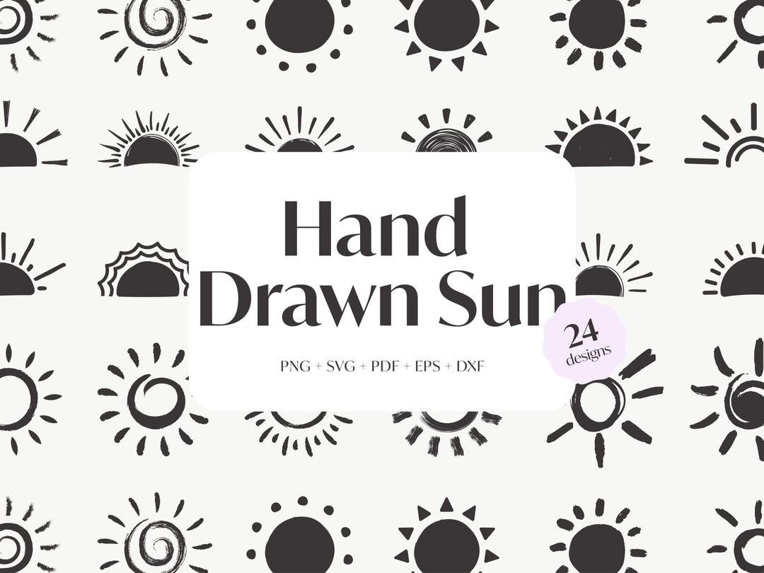Hand Drawn Sun SVG Bundle, Modern Sun Clipart, Sunny SVG for Cricut ...