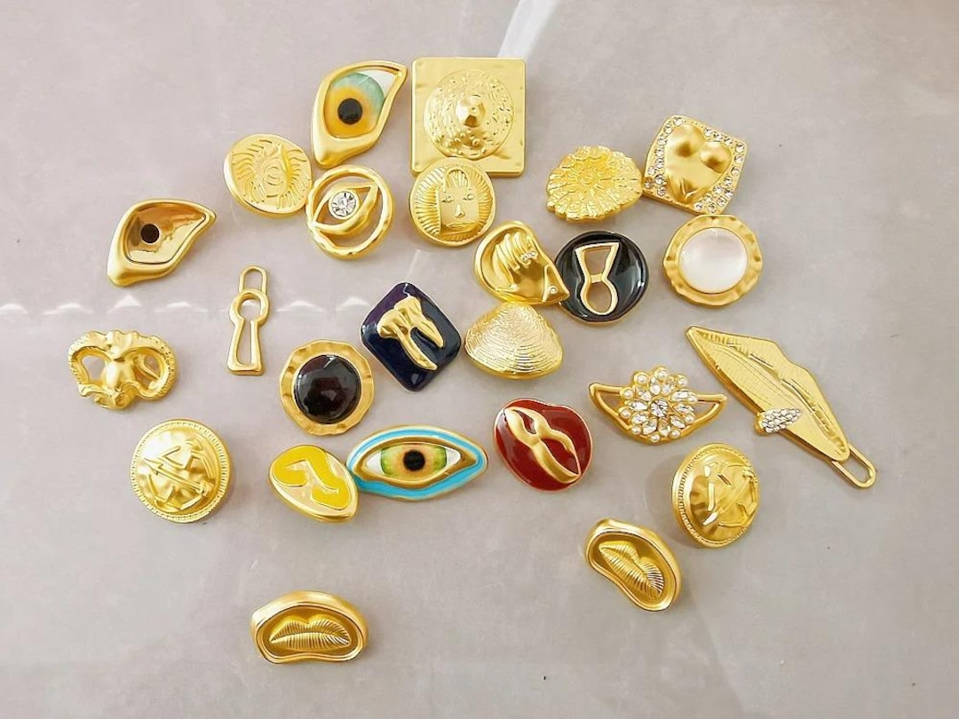 10pcs Vintage Schiaparelli Gold Buttons, Surrealist Sewing Buttons ...