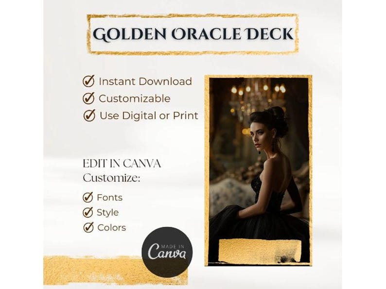 Golden Oracle Card Templates: Editable in Canva (digital Download) - Etsy
