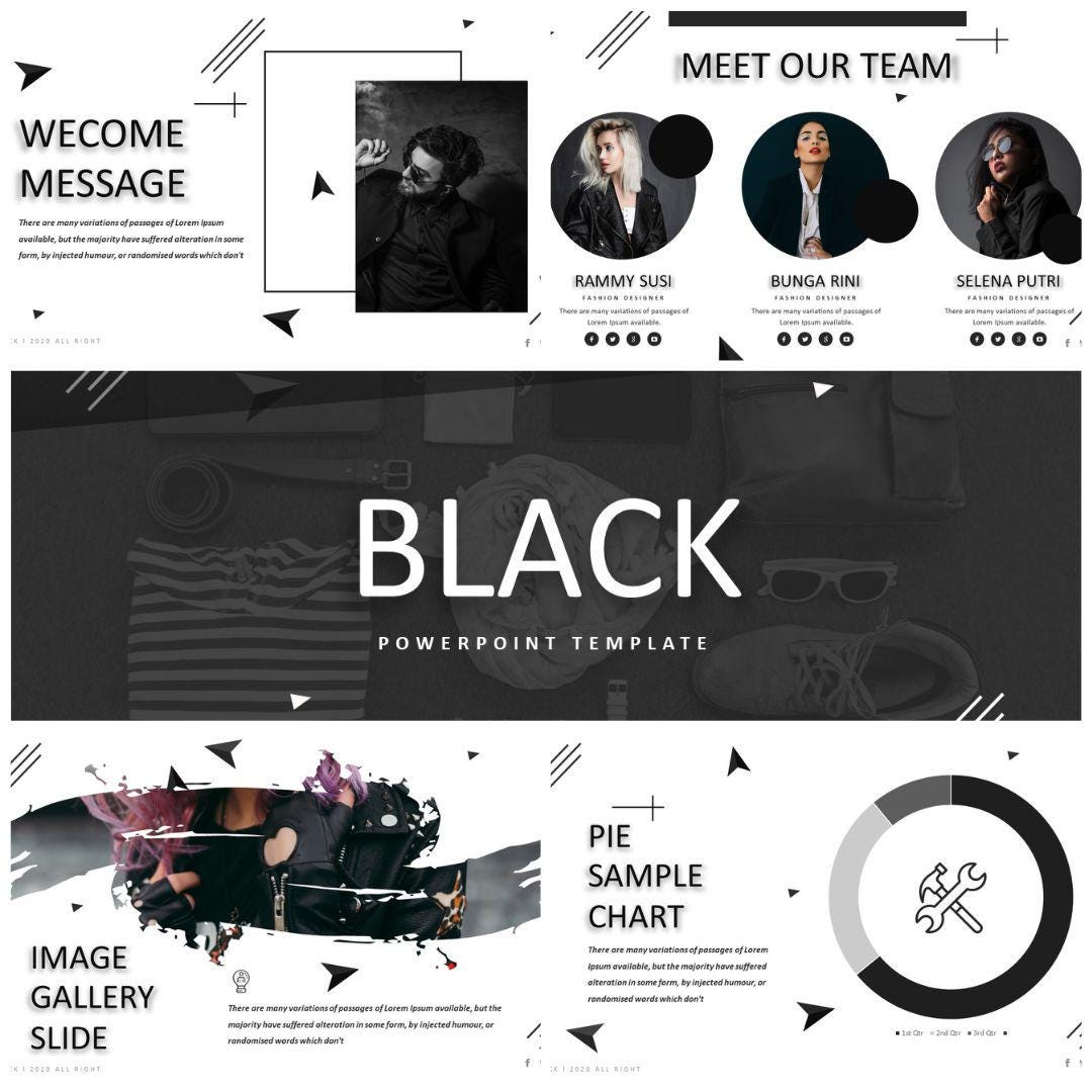 Elegant Black Powerpoint Template – Modern & Professional Slides - Etsy