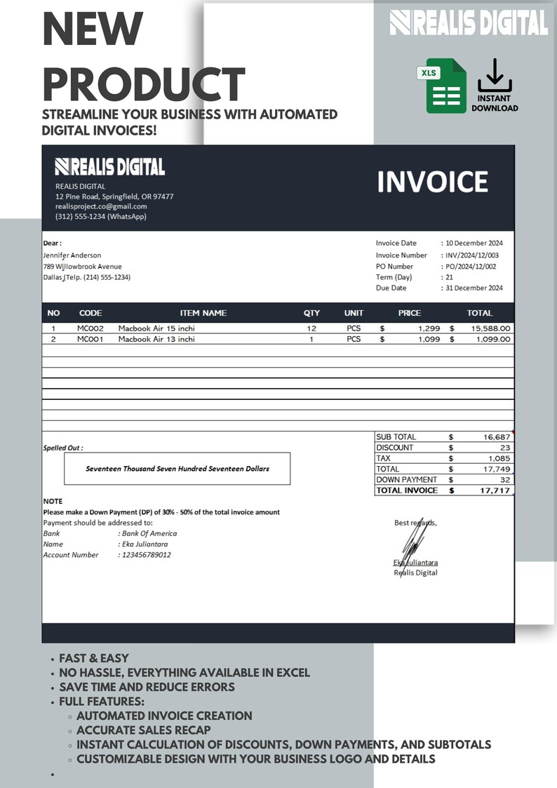 Professional Invoice Solution & Invoice Tracker: PDF and PNG Export ...