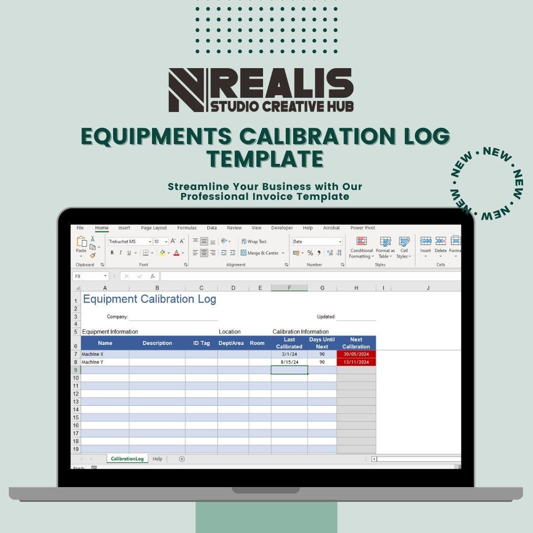 Equipments Calibration Log Template - Printable Calibration Record for ...
