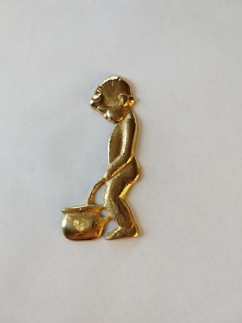 Brass WC Sign, Peeing Boy Restroom Sign, Bathroom Door Plaque, WC ...