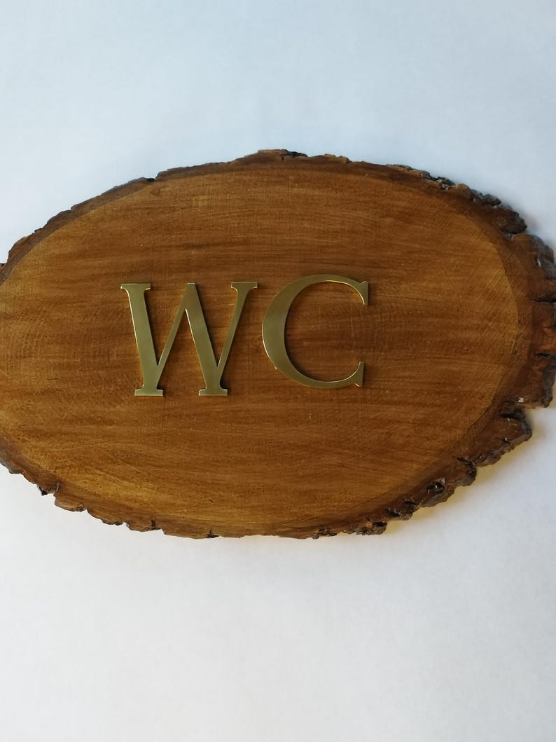 WC Sign, WC Restroom Sign, Brass Toilet Door Sign, Door Plaque WC ...