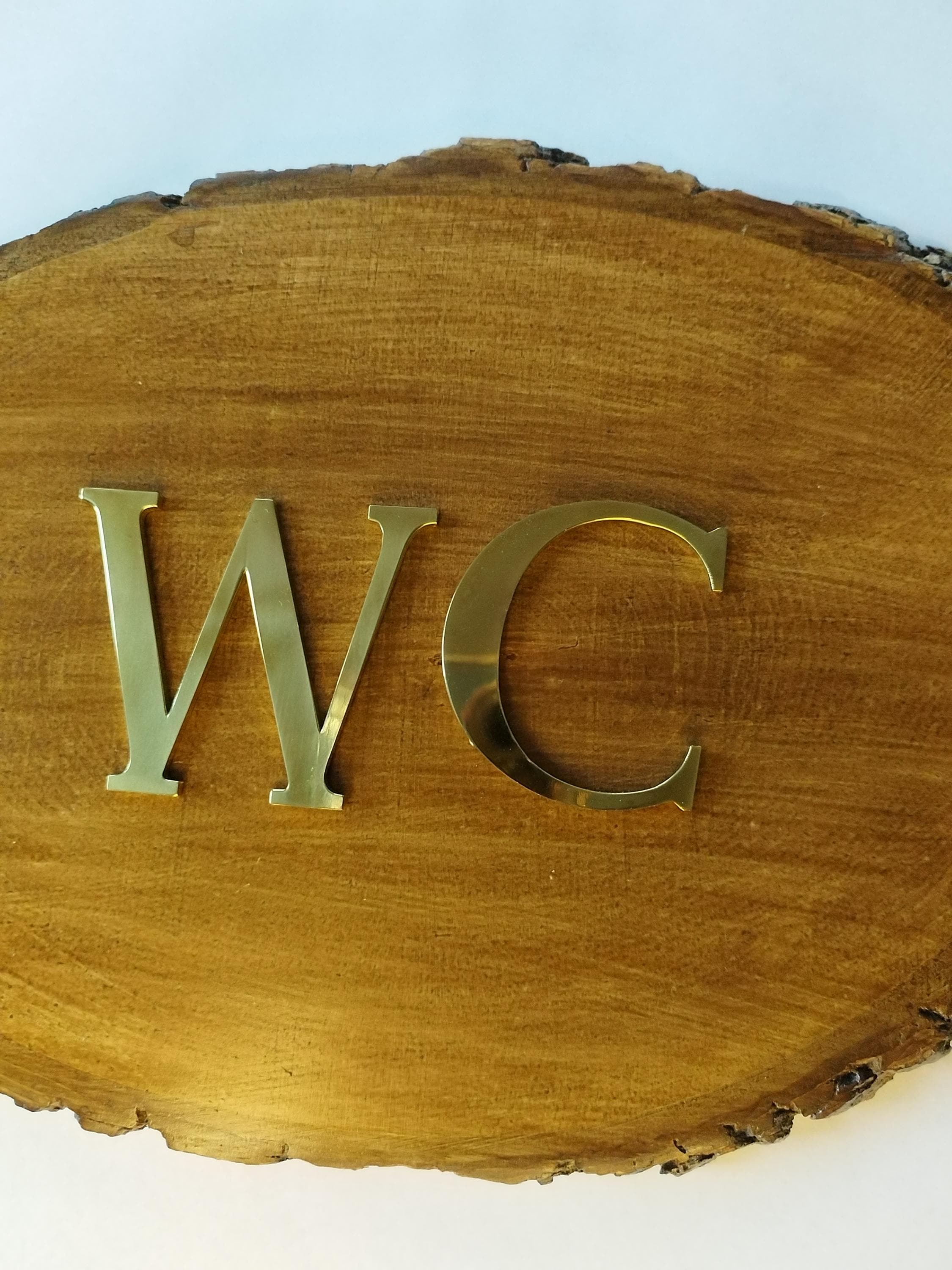 WC Sign, WC Restroom Sign, Brass Toilet Door Sign, Door Plaque WC ...