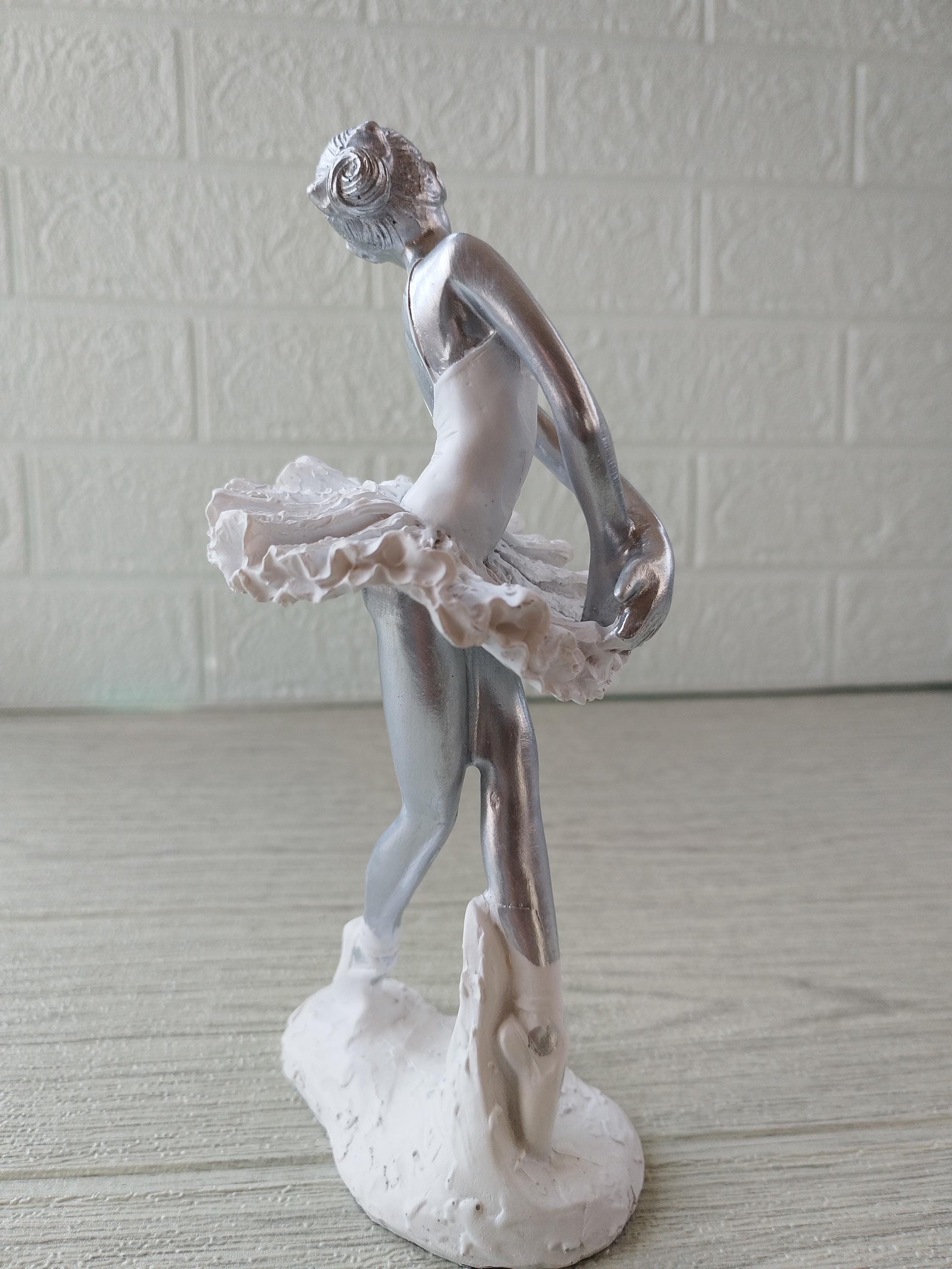 White and Silver Ballerina Figurine, Dancing Ballerina Figure, Romantic ...