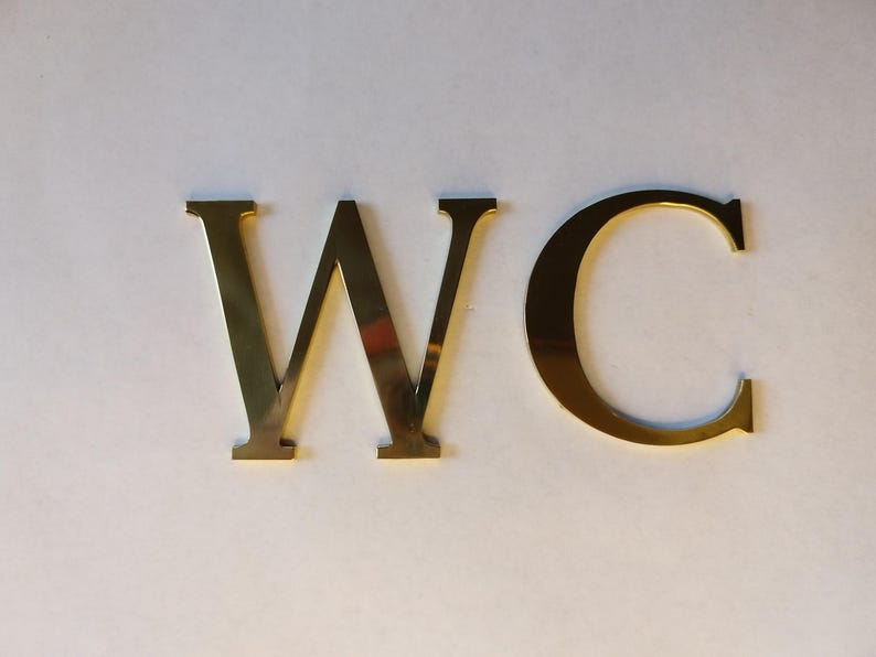 WC Sign, WC Restroom Sign, Brass Toilet Door Sign, Door Plaque WC ...