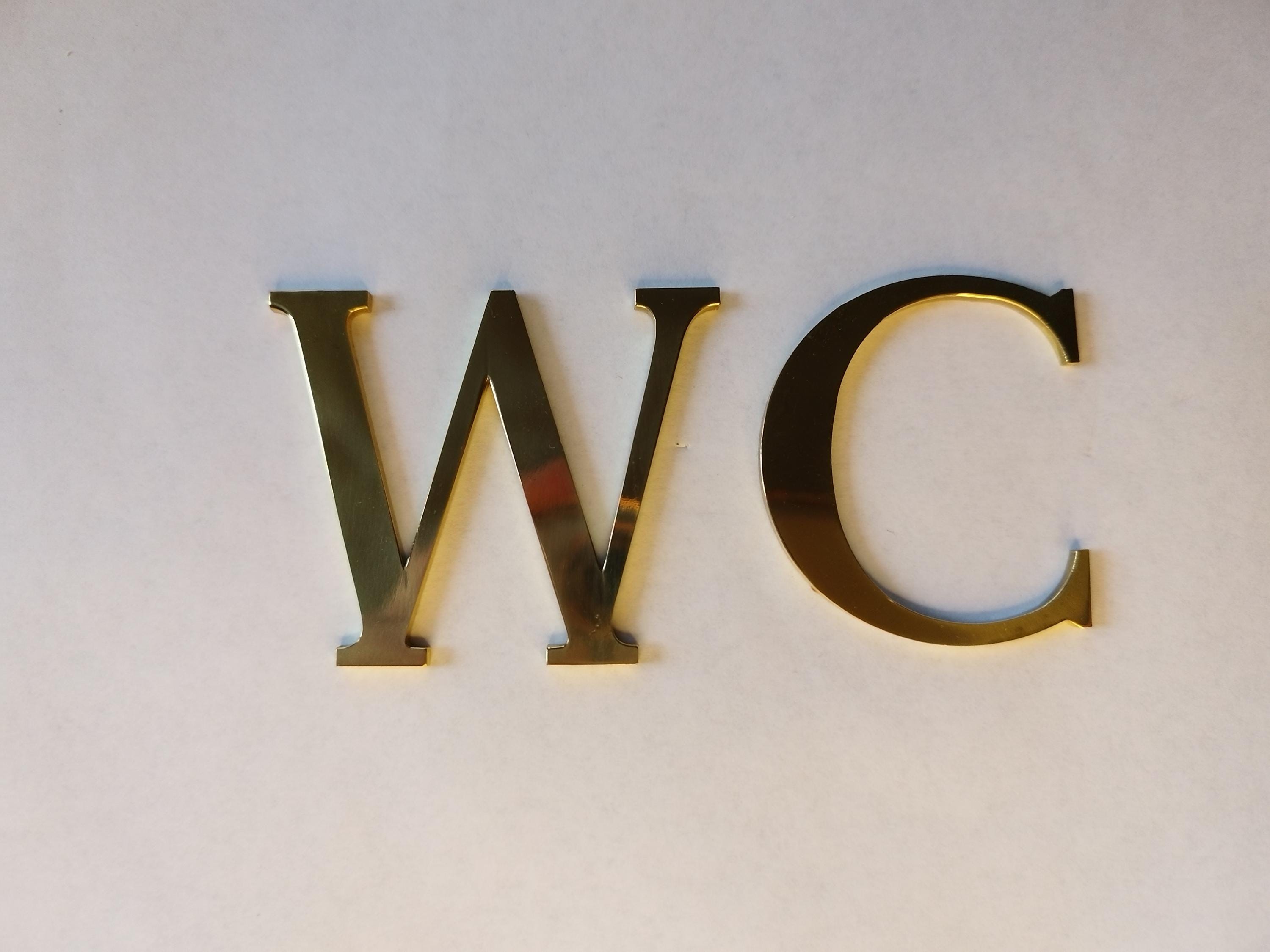 WC Sign, WC Restroom Sign, Brass Toilet Door Sign, Door Plaque WC ...