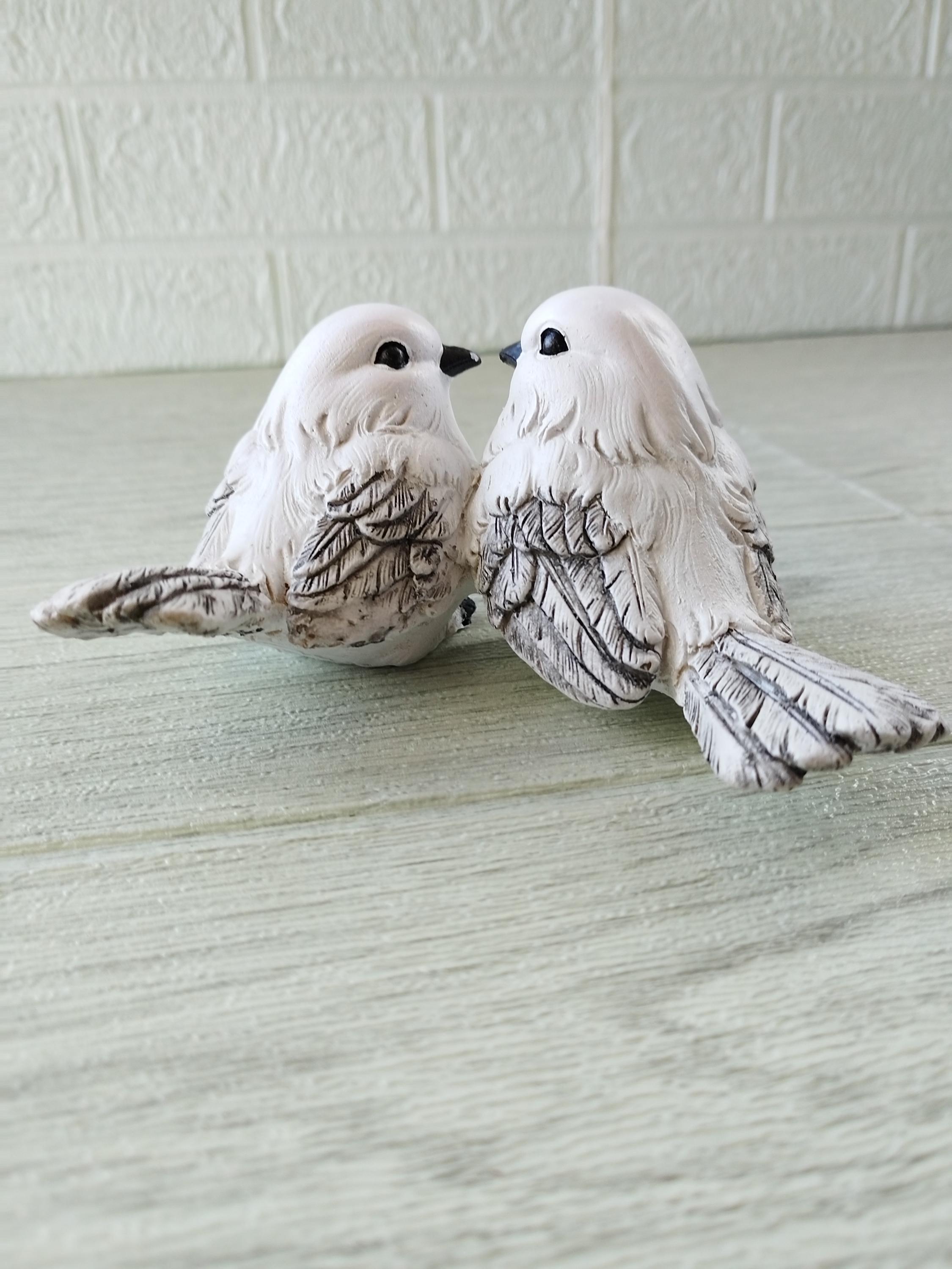 White Lovebirds Statue, Romantic Bird Figurine, Lovebirds Figurine ...