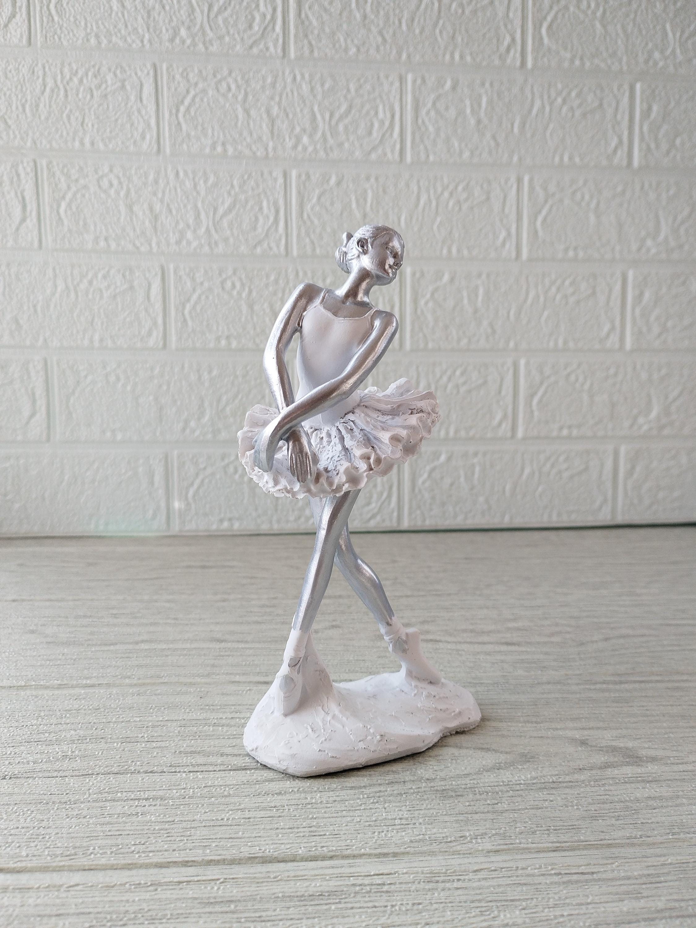 White and Silver Ballerina Figurine, Dancing Ballerina Figure, Romantic ...