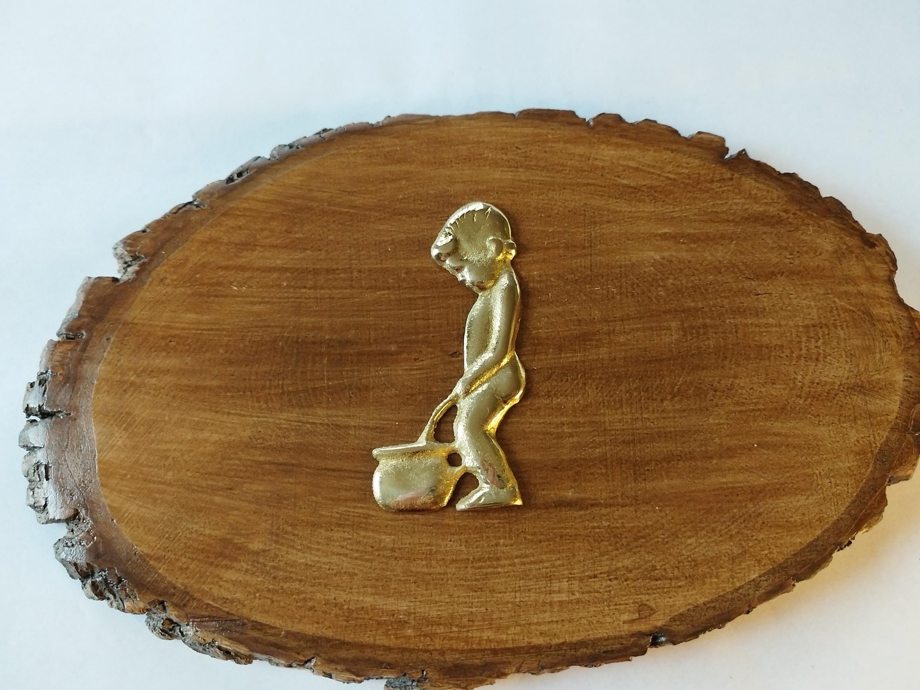 Brass WC Sign, Peeing Boy Restroom Sign, Bathroom Door Plaque, WC ...