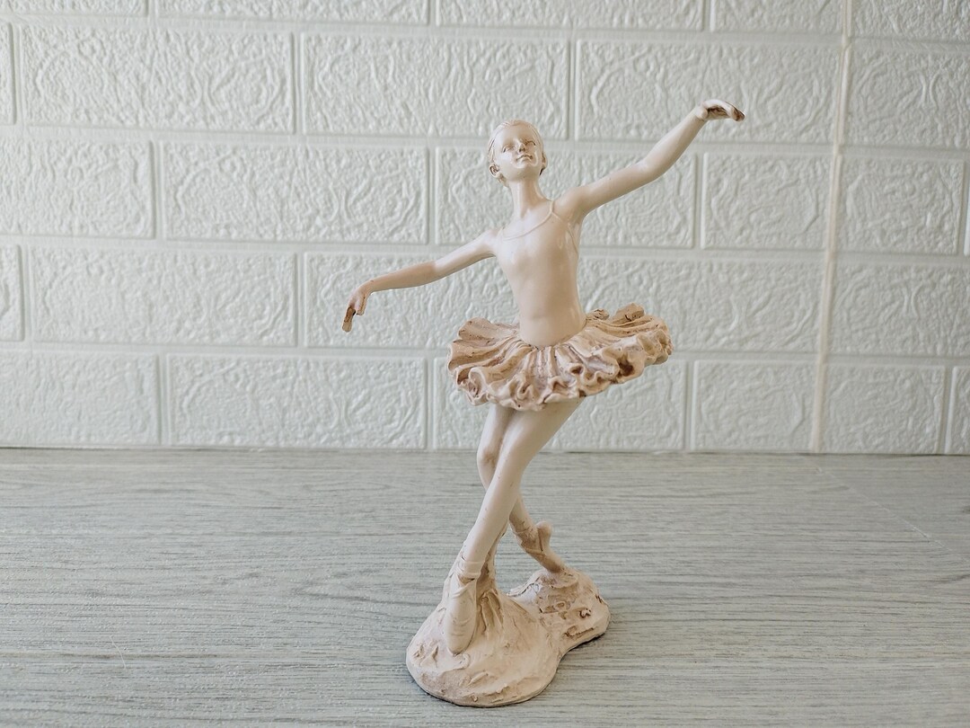 Graceful Champagne Ballerina Figurine, Elegant Ballet Dancer Statue ...