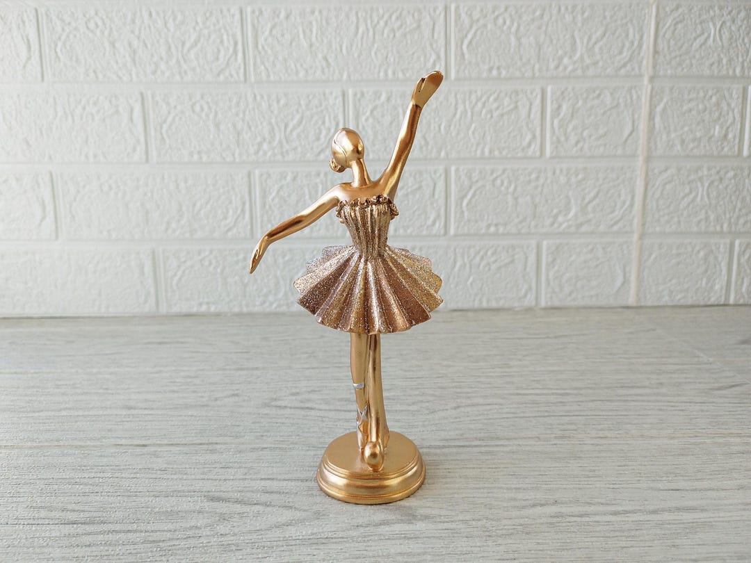 Romantic Ballerina Statue, Golden Ballerina Figurine, Dancing Ballerina ...