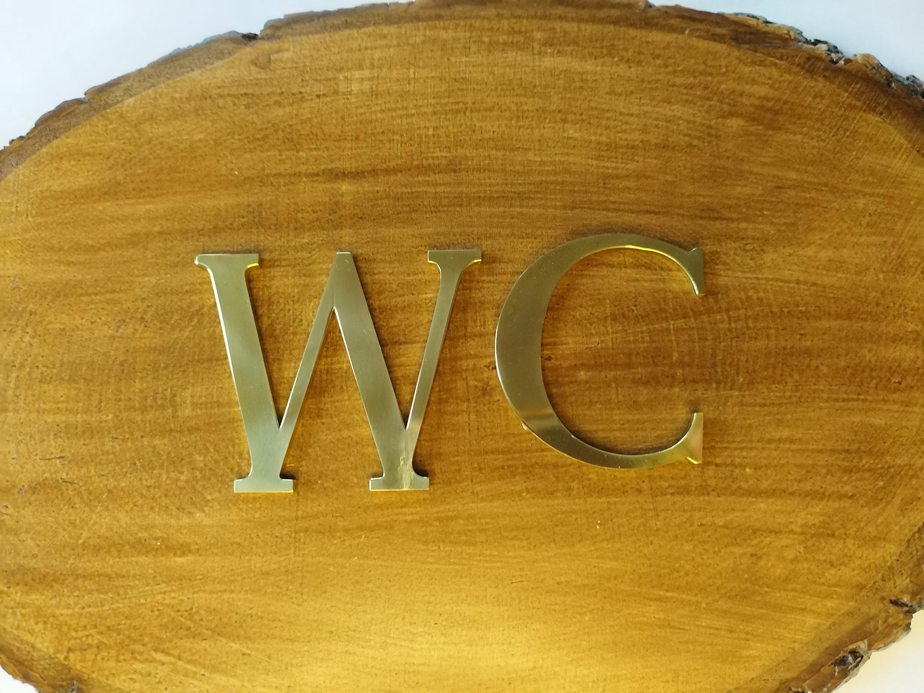 WC Sign, WC Restroom Sign, Brass Toilet Door Sign, Door Plaque WC ...