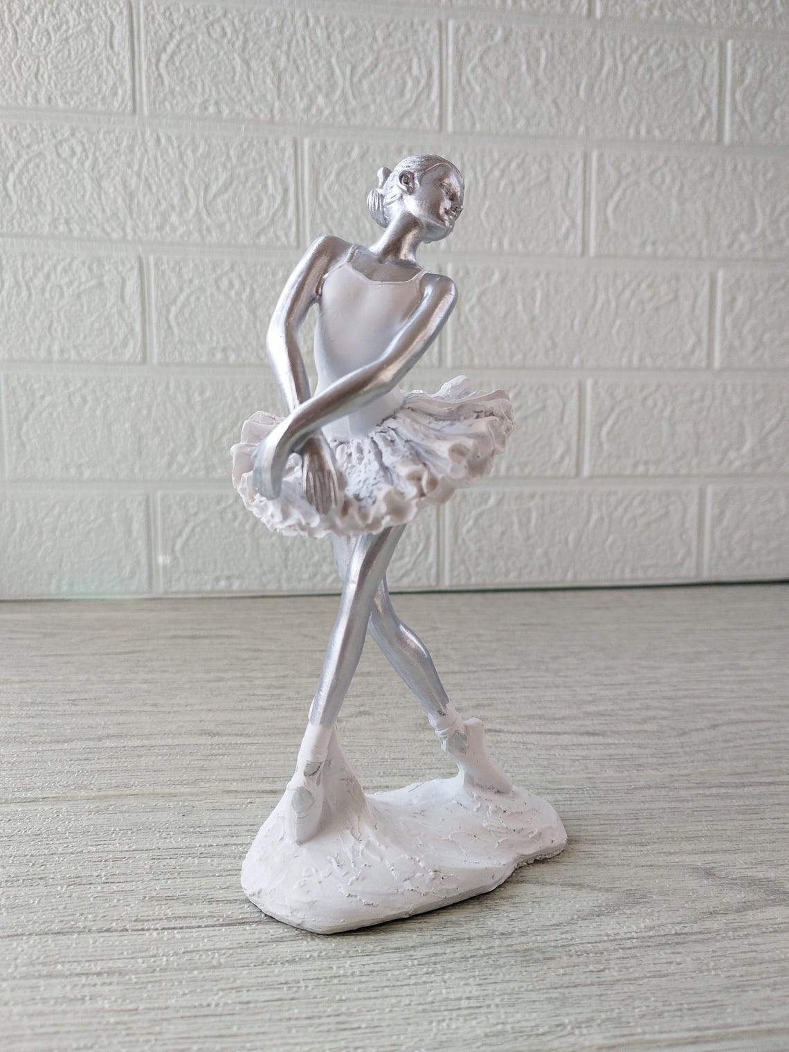 White and Silver Ballerina Figurine, Dancing Ballerina Figure, Romantic ...