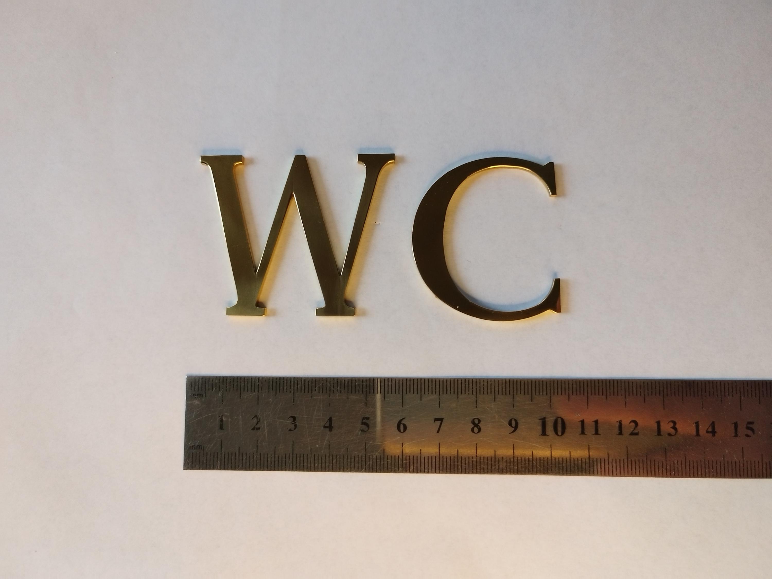 WC Sign, WC Restroom Sign, Brass Toilet Door Sign, Door Plaque WC ...