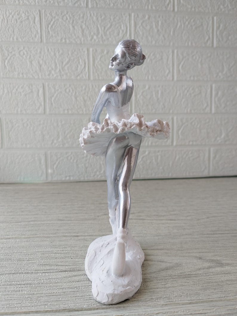 White and Silver Ballerina Figurine, Dancing Ballerina Figure, Romantic ...