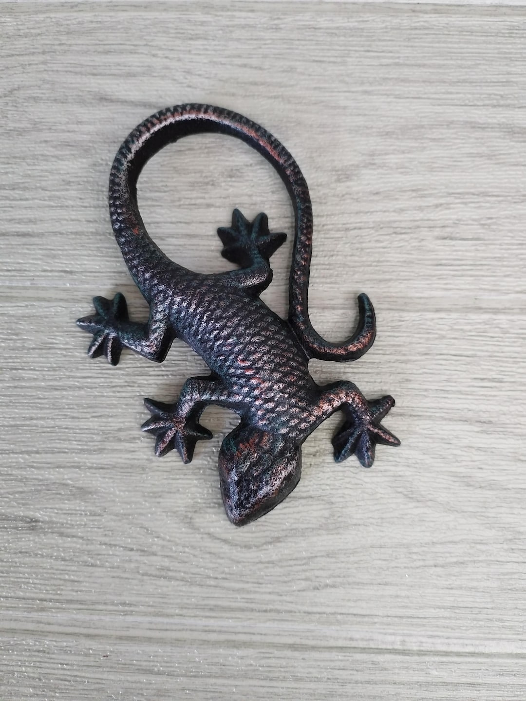 Cast Iron Lizard Figurine, Gecko Ornament, Cast Iron Gecko Decor, Iron ...
