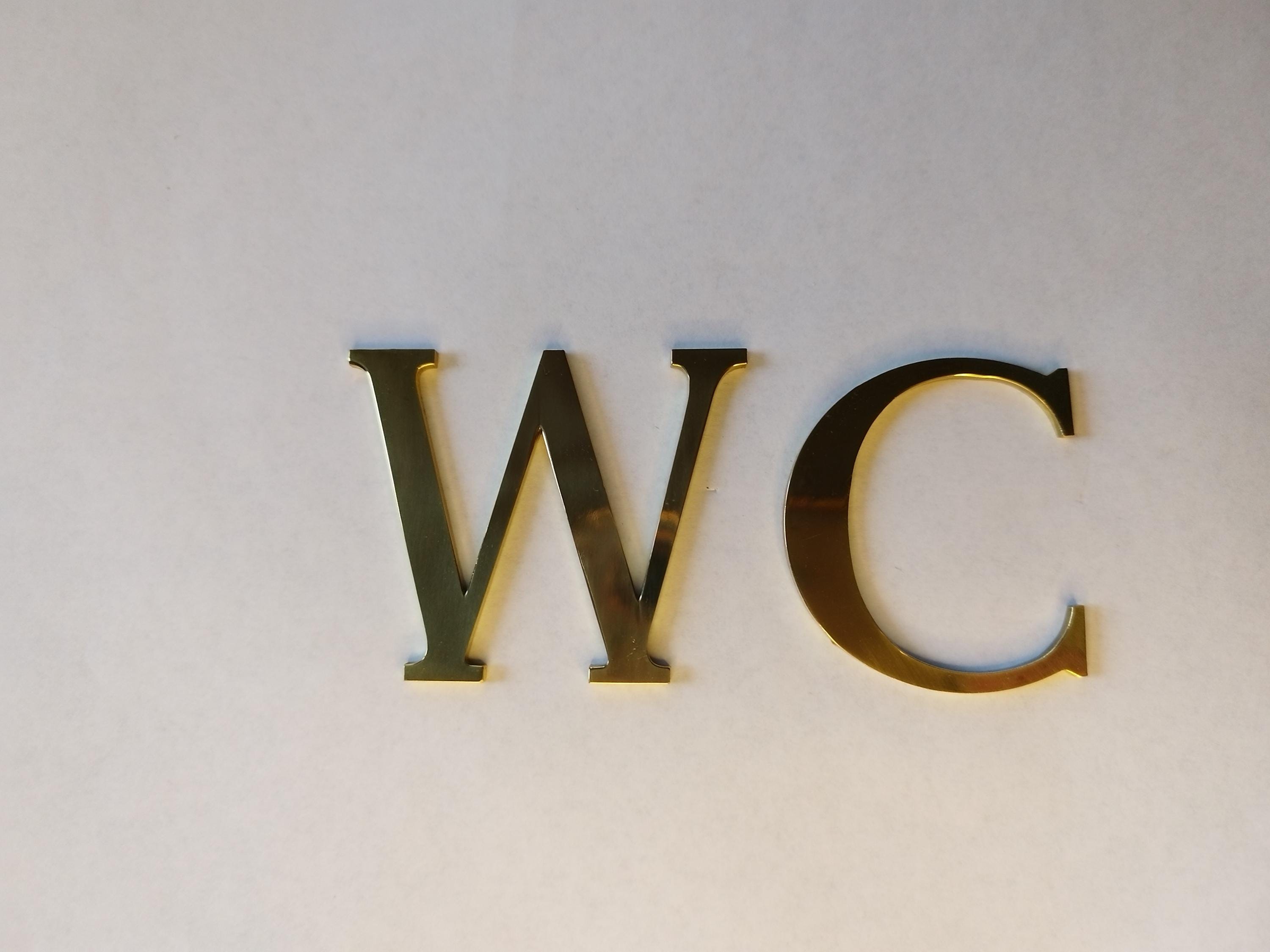 WC Sign, WC Restroom Sign, Brass Toilet Door Sign, Door Plaque WC ...