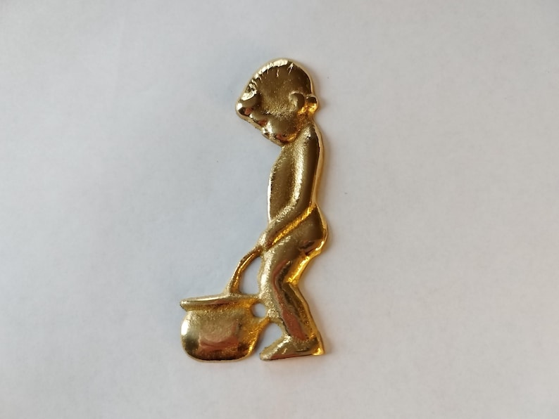 Brass WC Sign, Peeing Boy Restroom Sign, Bathroom Door Plaque, WC ...