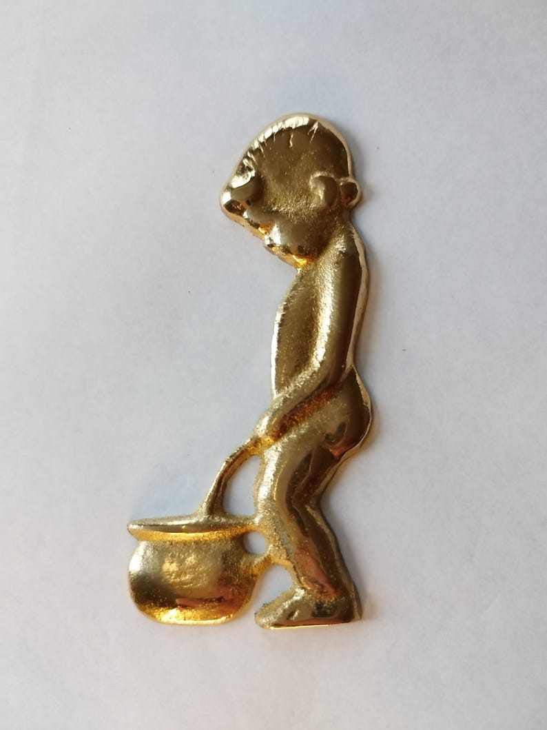 Brass WC Sign, Peeing Boy Restroom Sign, Bathroom Door Plaque, WC ...