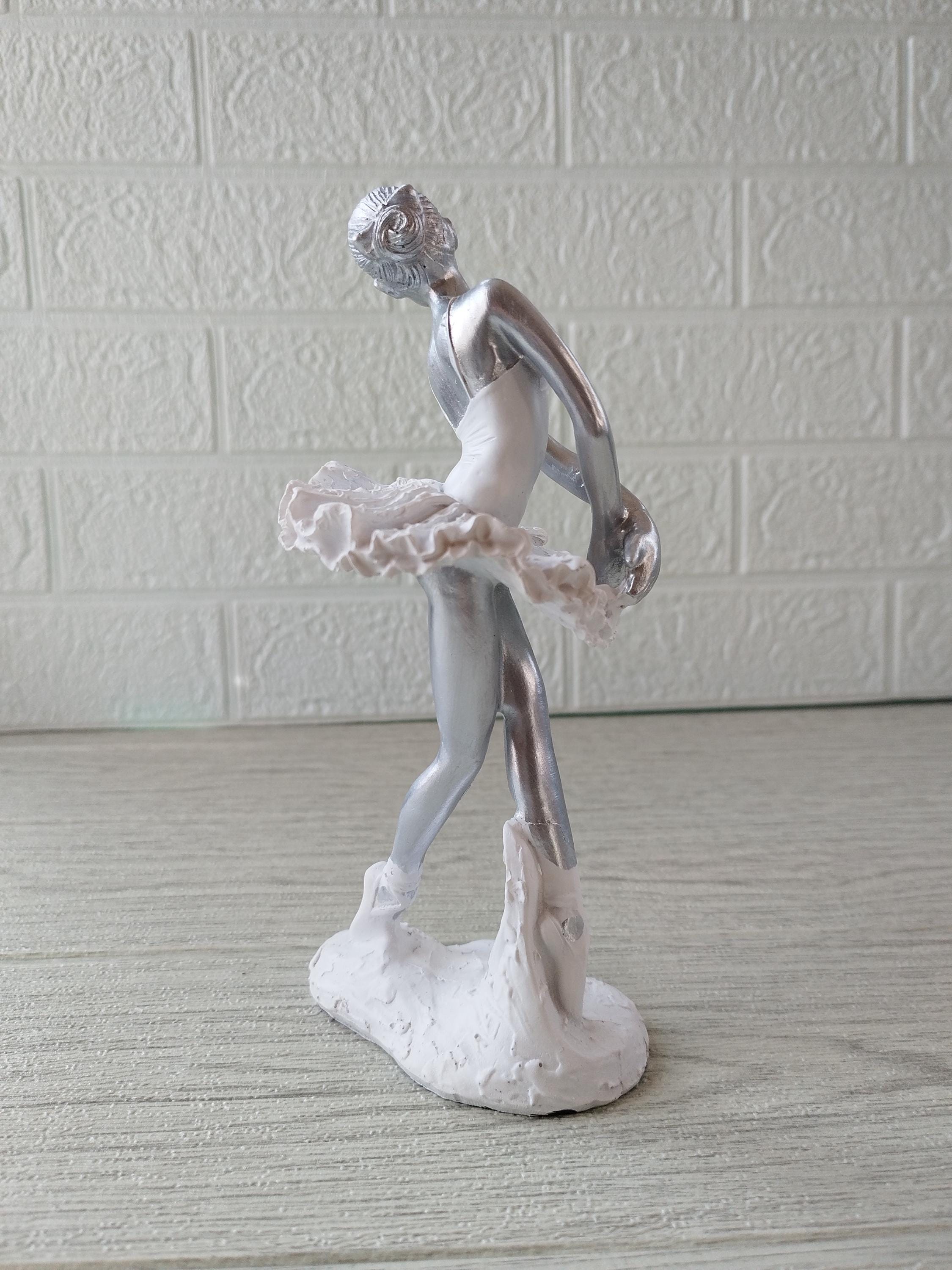 White and Silver Ballerina Figurine, Dancing Ballerina Figure, Romantic ...