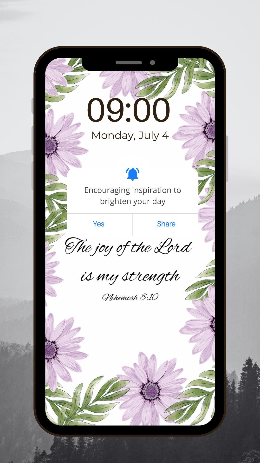 Christian Phone Wallpaper – Lavender Daisy Bible Verse (digital ...