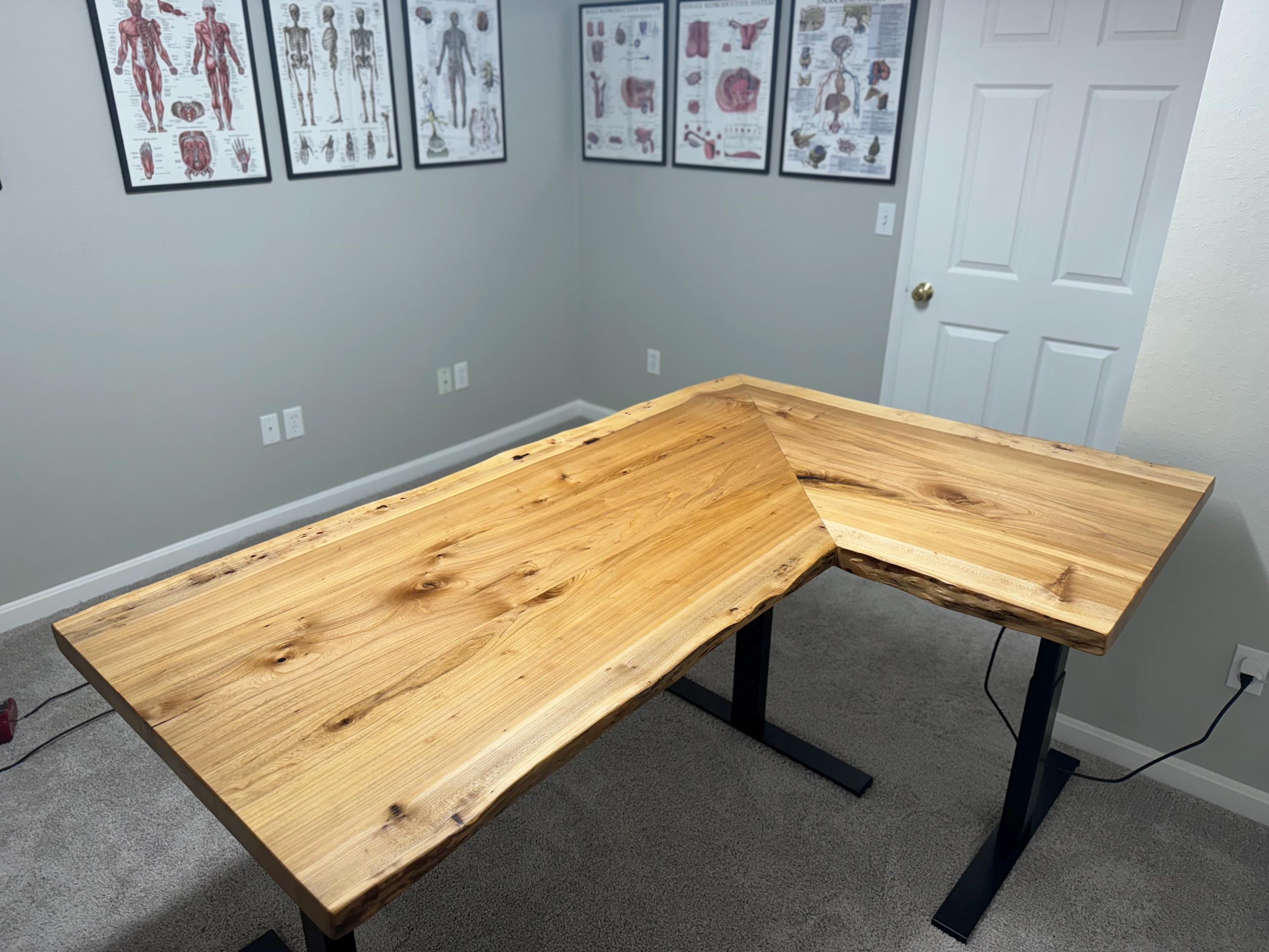 L-shaped Adjustable (standing), Live Edge Desk - Etsy