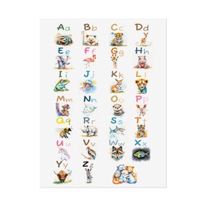 Animal Alphabet Vertical Posters, Kids Educational Animal ABC Wall Art ...