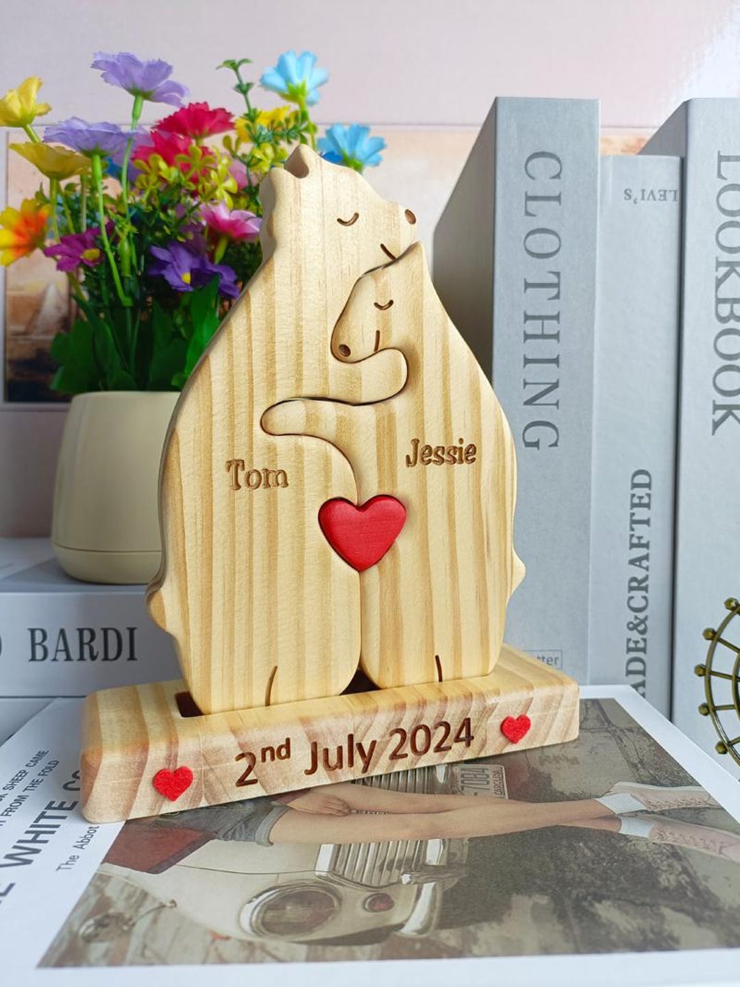 Family Wooden Hug Bears Puzzle,personalized Family Puzzle,family Home ...