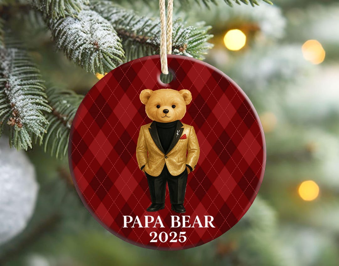 Papa Bear Ornament 2025, Personalized Family Christmas Ornament, Cute ...