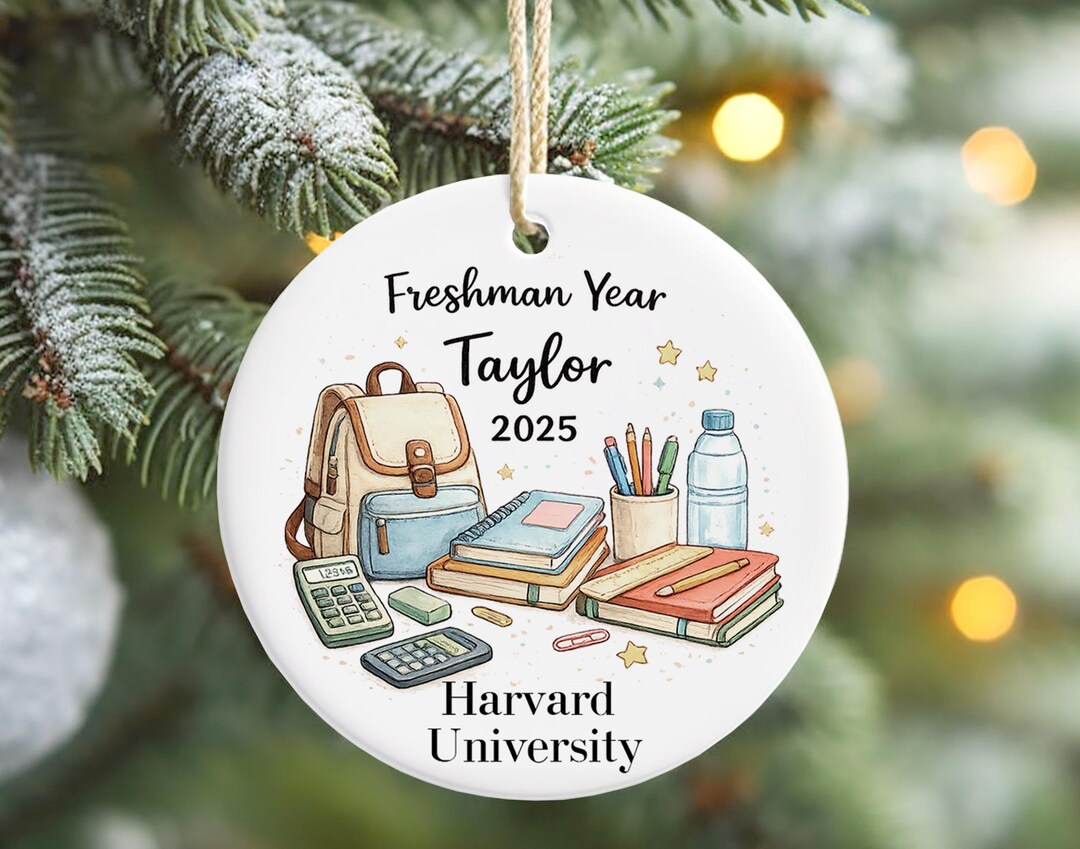 Freshman Year College Ornament, Custom Name University Keepsake ...