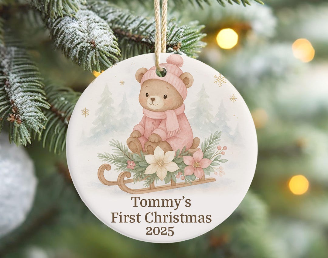 Baby Bear First Christmas Ornament 2025, Personalized Name Ornament ...