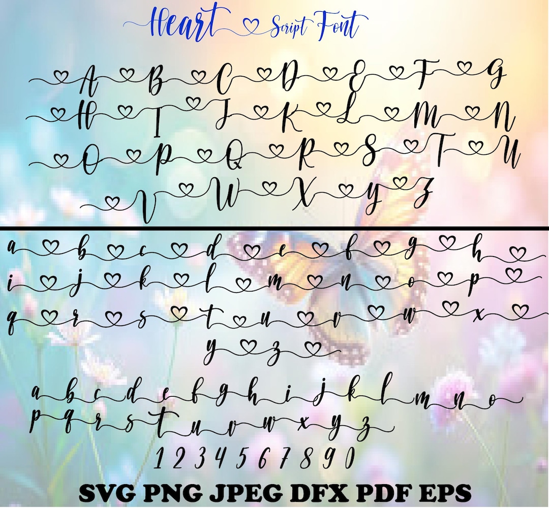 Heart Love Font Svg Bundle, Valentines Day Font Svg, Wedding Fonts ...