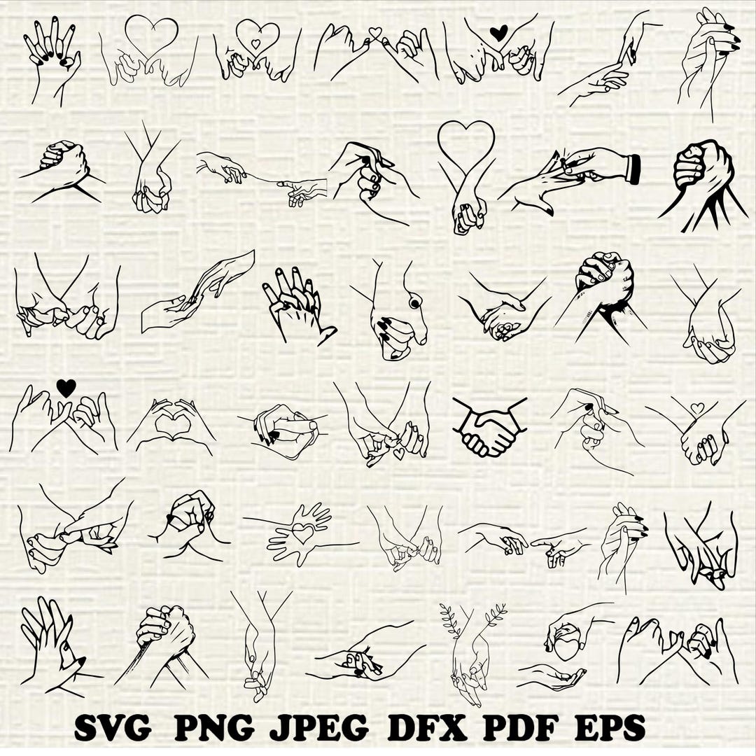 Paquete Svg De Manos Tomadas, Clipart De Manos Tomadas, Svg De Amor De ...