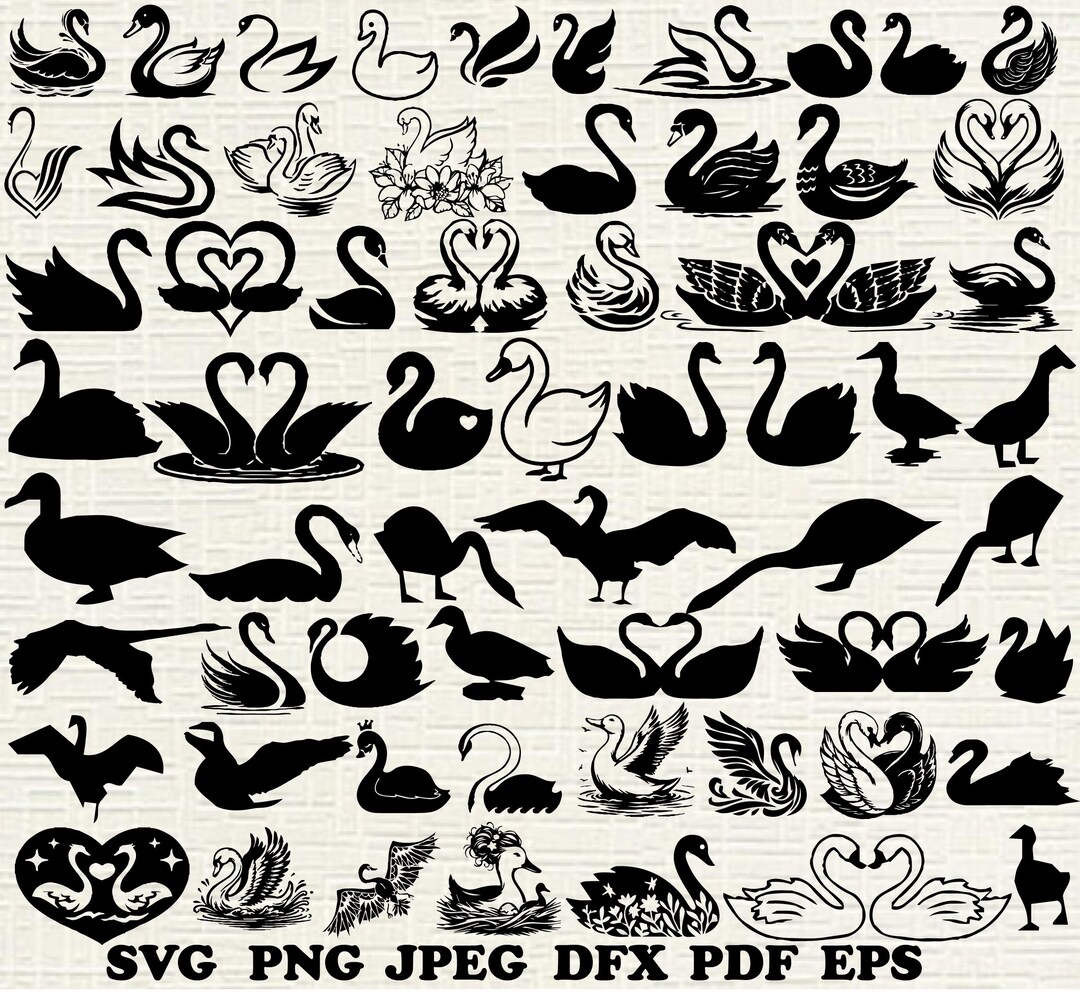 Swan Svg Bundle, Swan Cut Files for Circut, Swan Silhouette, Swan ...