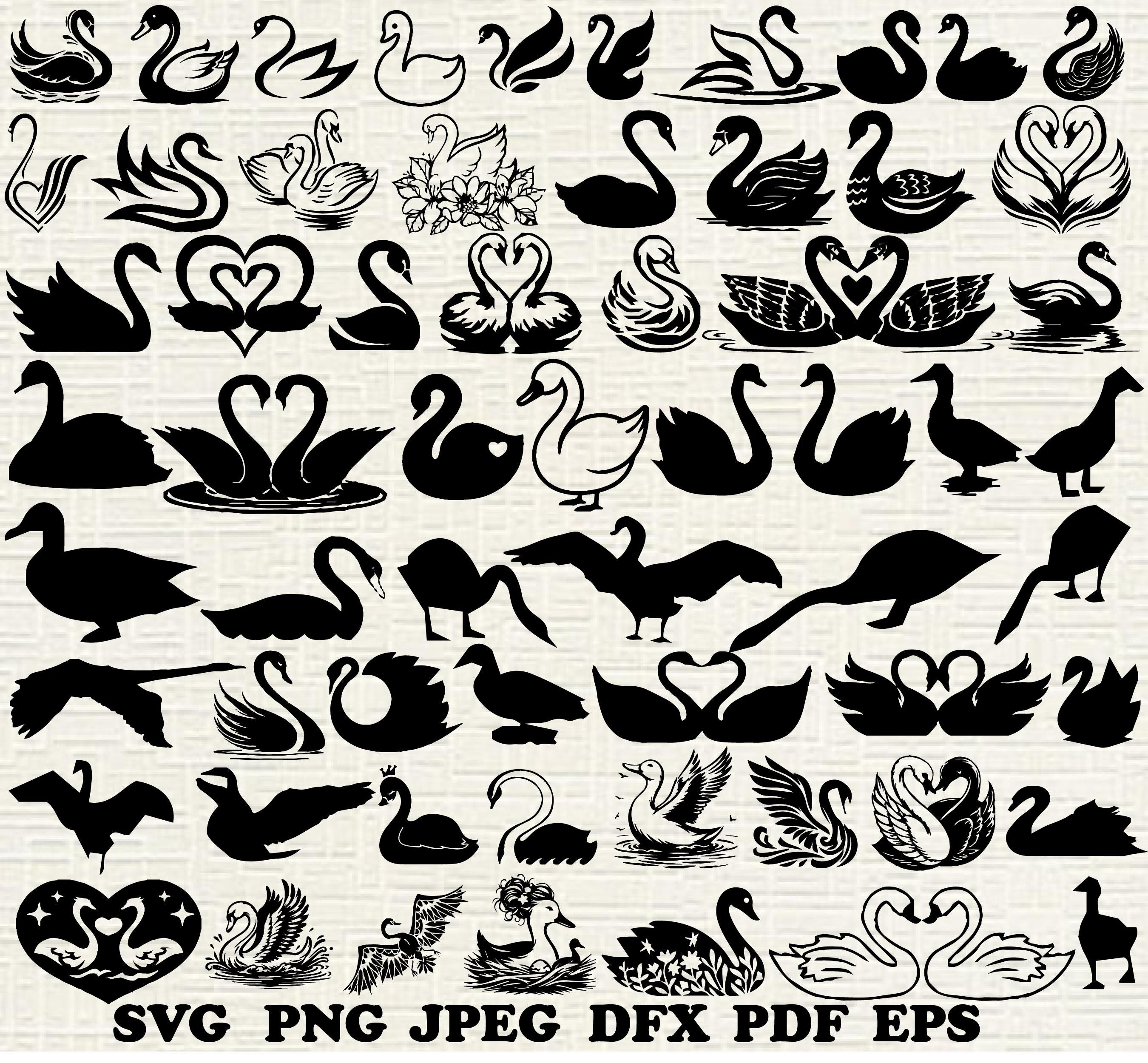 Swan Svg Bundle, Swan Cut Files for Circut, Swan Silhouette, Swan ...