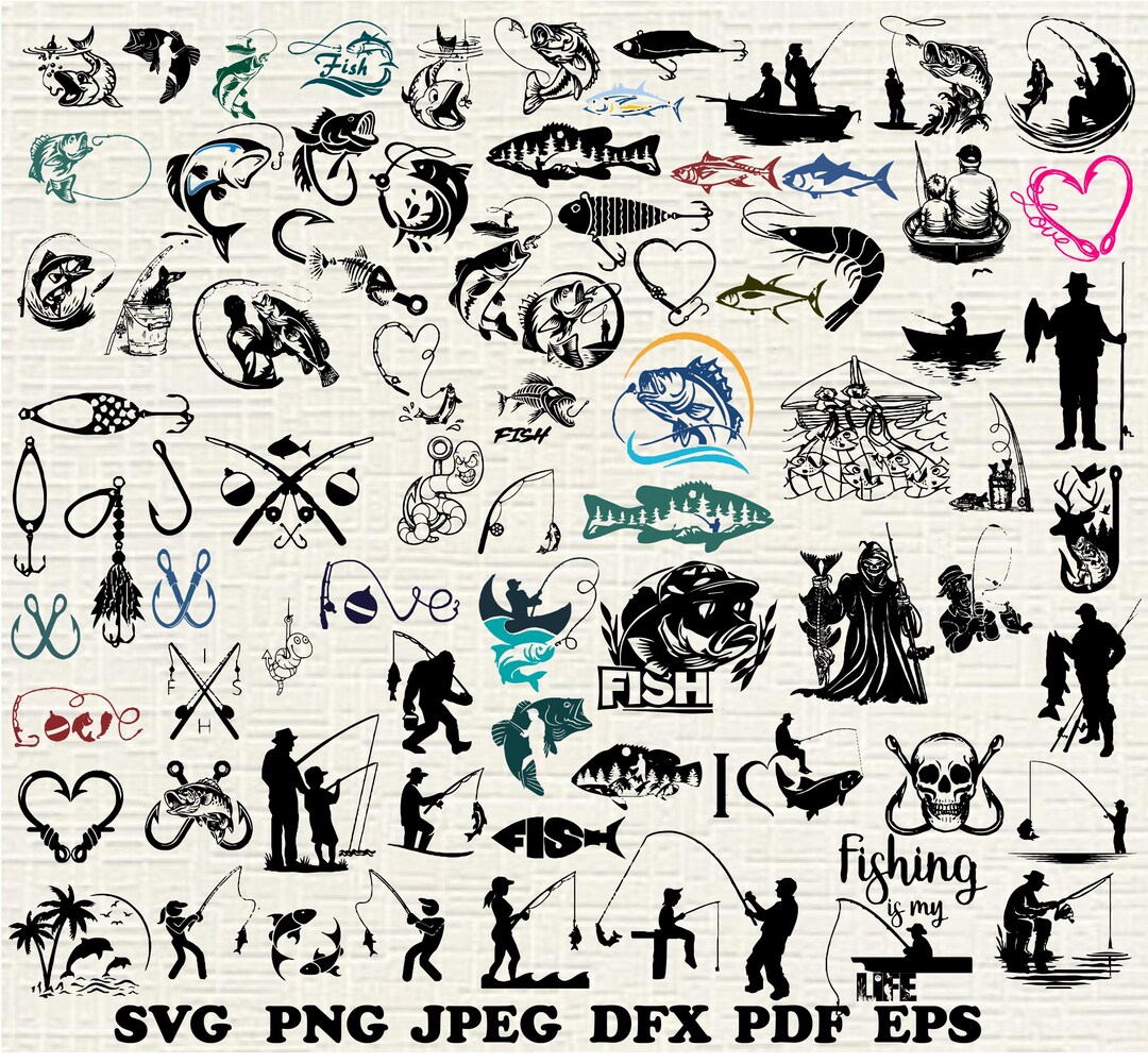 Fishing Svg Bundle, Fish Clipart, Fish Cut Files for Circut, Fish ...