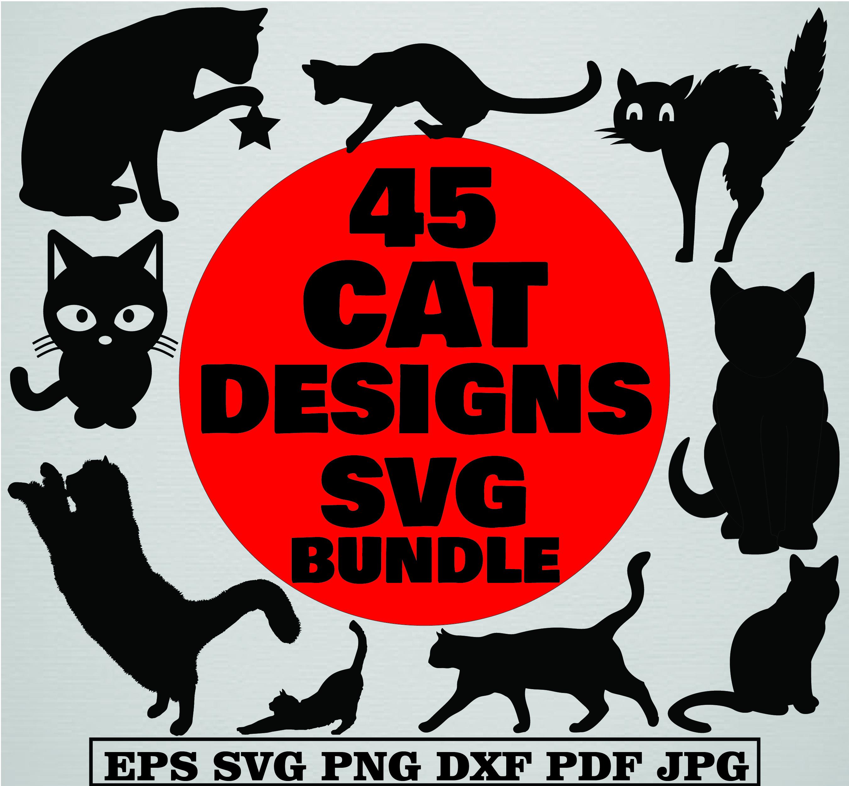Cats Svg Bundle, Black Cat Svg, Cat Clipart, Cat Cut Files for Circut ...