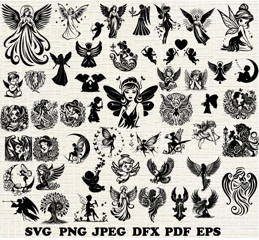 Angels Bundle Svg, Christmas Angels Svg, Angles Clipart, Angels Cut ...